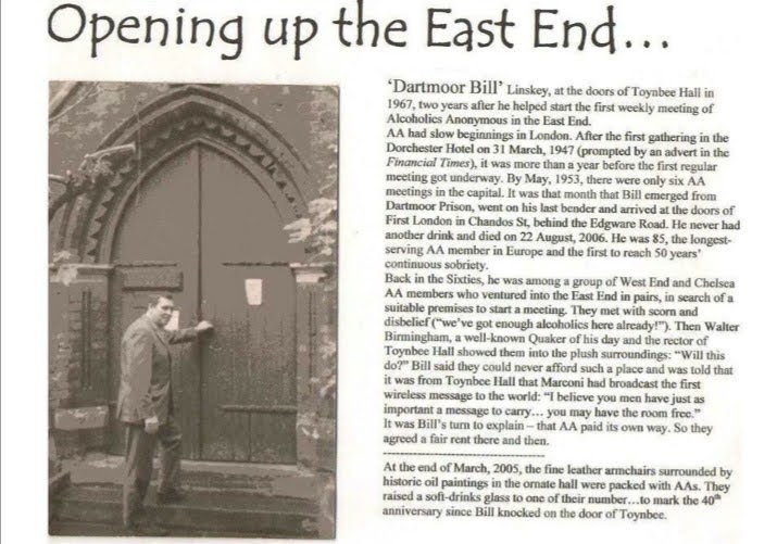 Toynbee Hall – East London Archives of Alcoholics Anonymous.